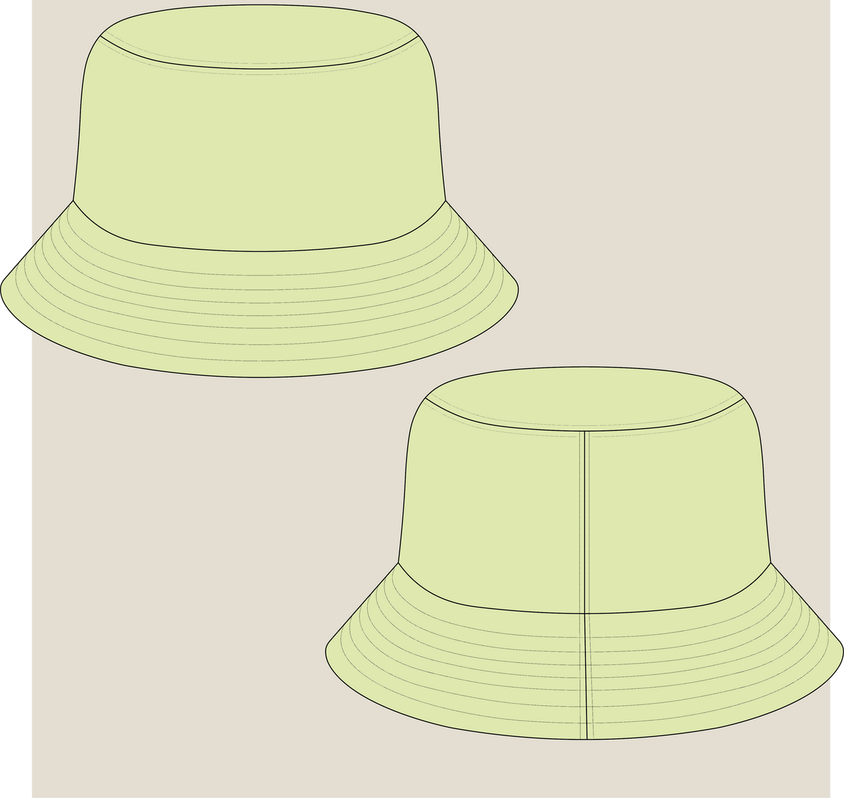 Bucket Hat Technical Drawing - Tech Pack Templates