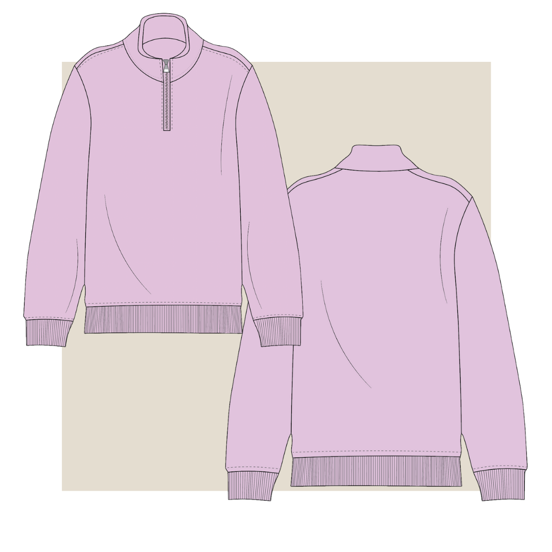 Zip Jacket Technical Drawing - Fashion Vector