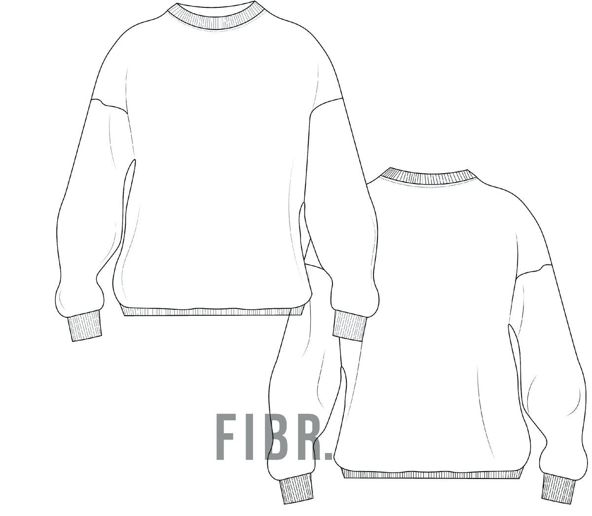 Crew Jumper Technical Drawing - Fashion Drawing