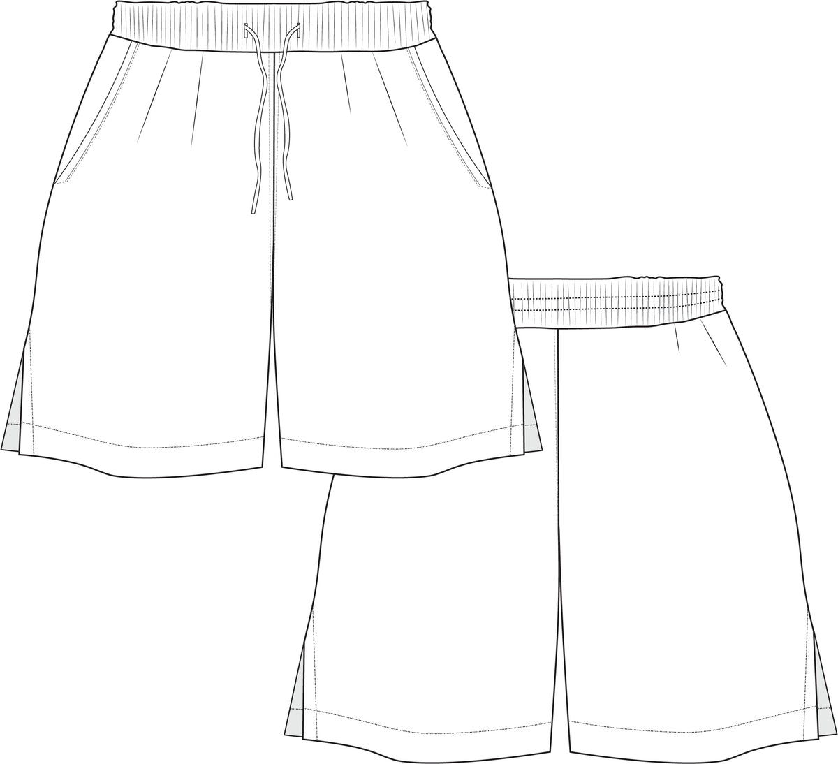 Sport Shorts Technical Drawing - Fashion Vector